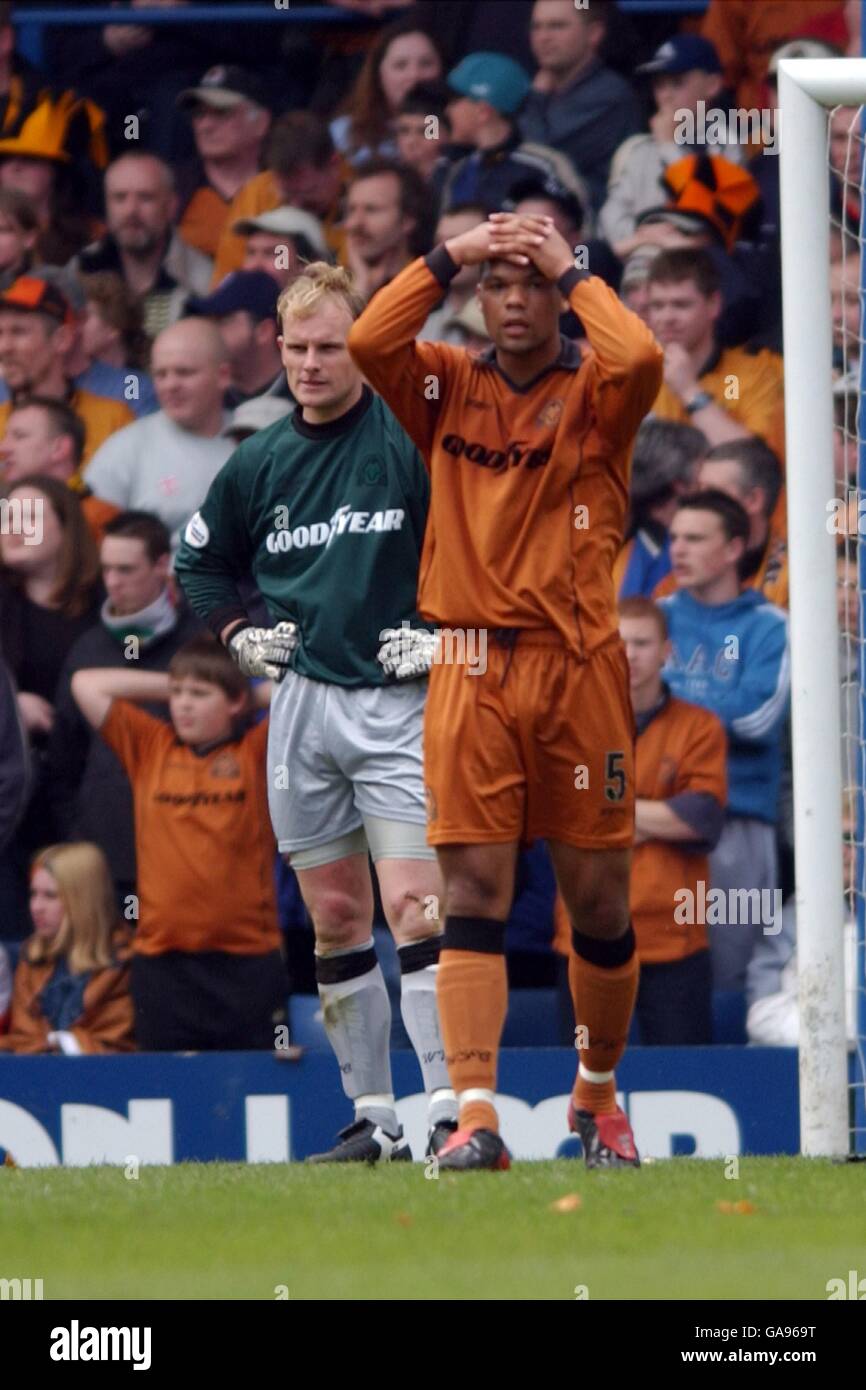 Wolverhampton Wanderers' goalkeeper Michael Oakes and Joleon Lescott ...