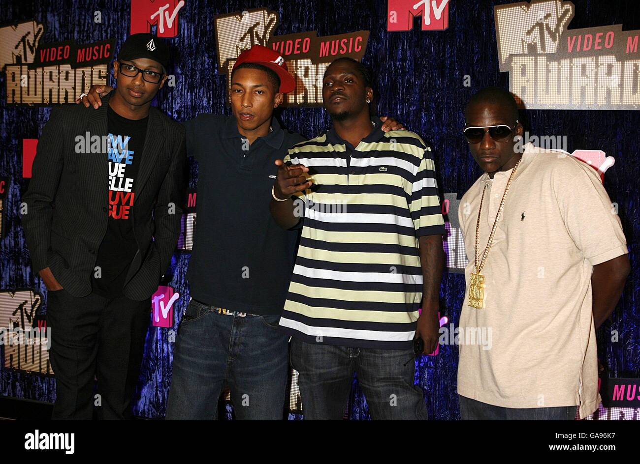 Pharrell Williams (second from left) and Clipse arrive for the MTV ...