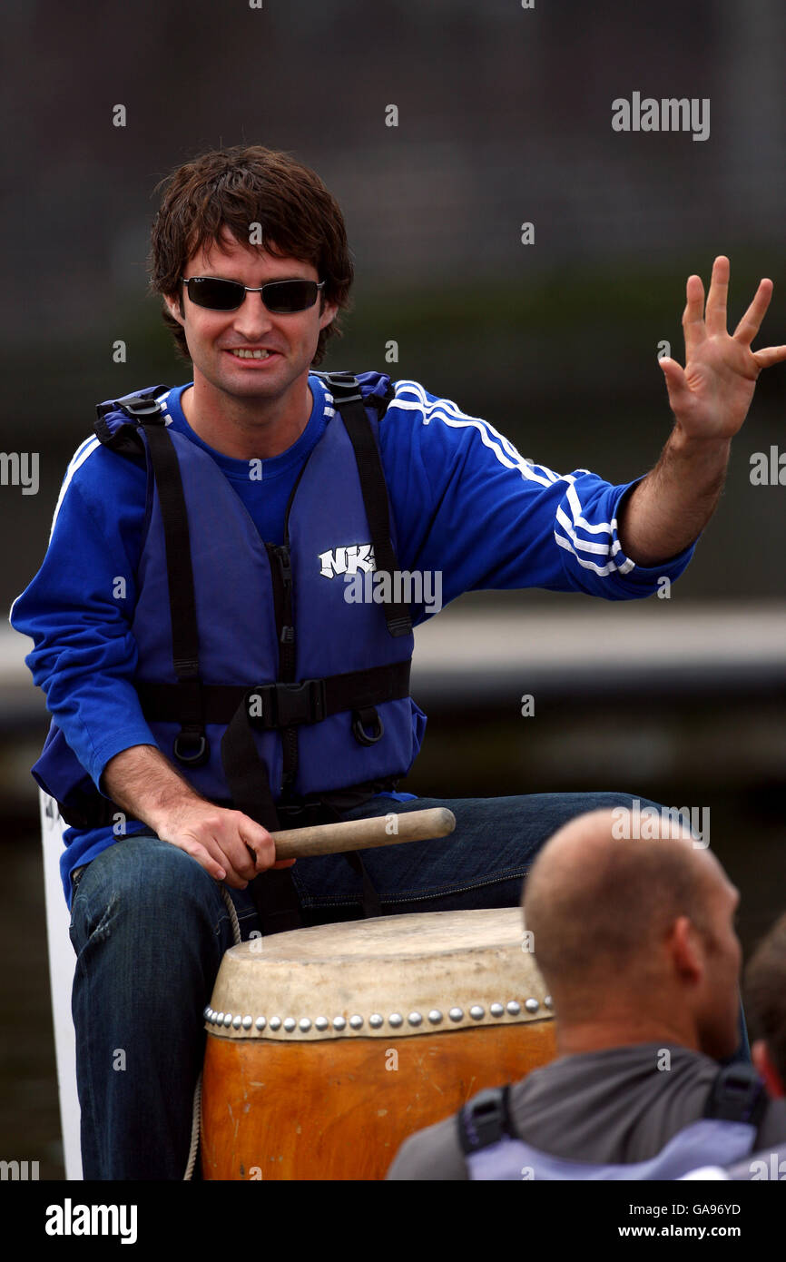 Giles Long takes part in the Celebrity and Paralympian dragon boat race ...