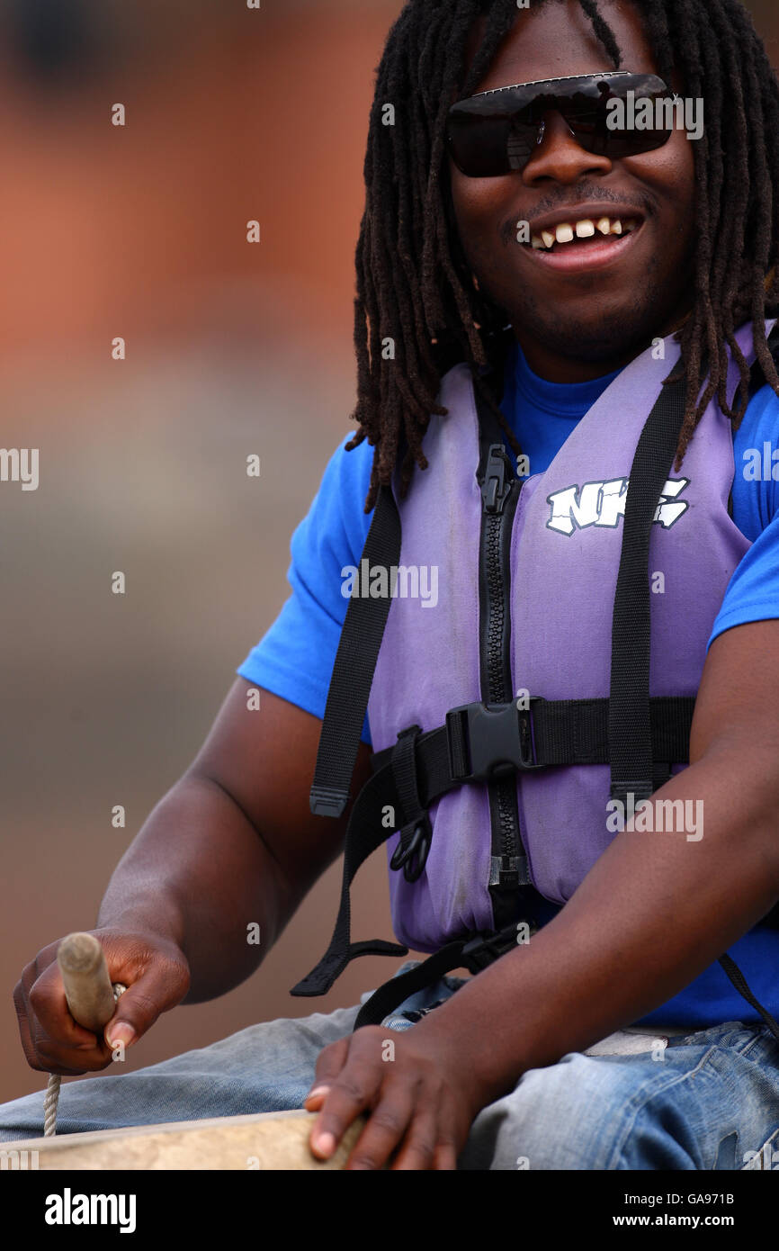 Ade Adepitan takes part in the Celebrity and Paralympian dragon boat ...