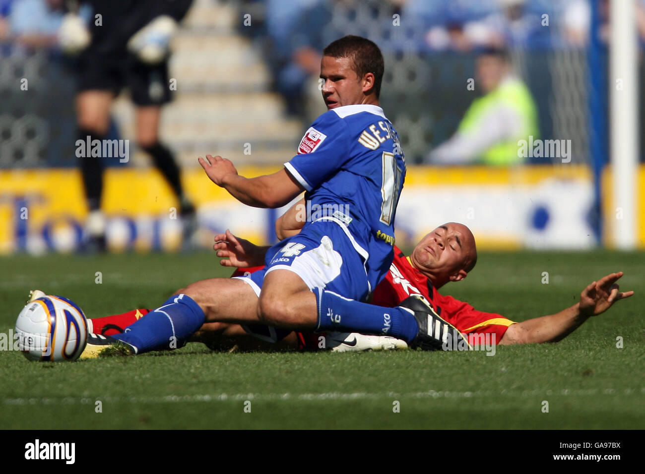 Leicester citys james wesolowski and watfords gavin mahon hi-res stock ...