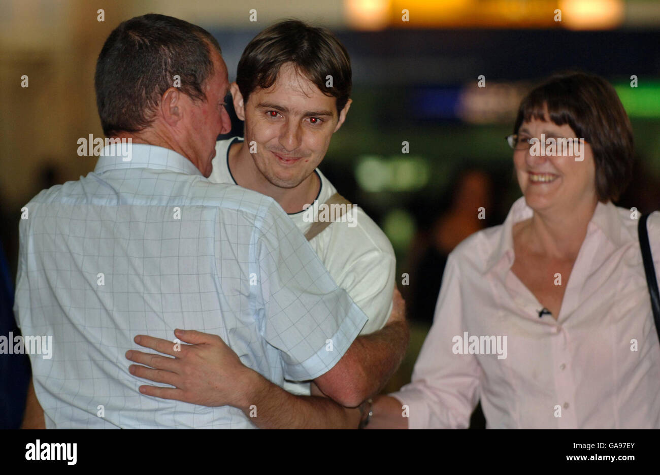 Freed Briton Jody Aggett returns to UK Stock Photo - Alamy