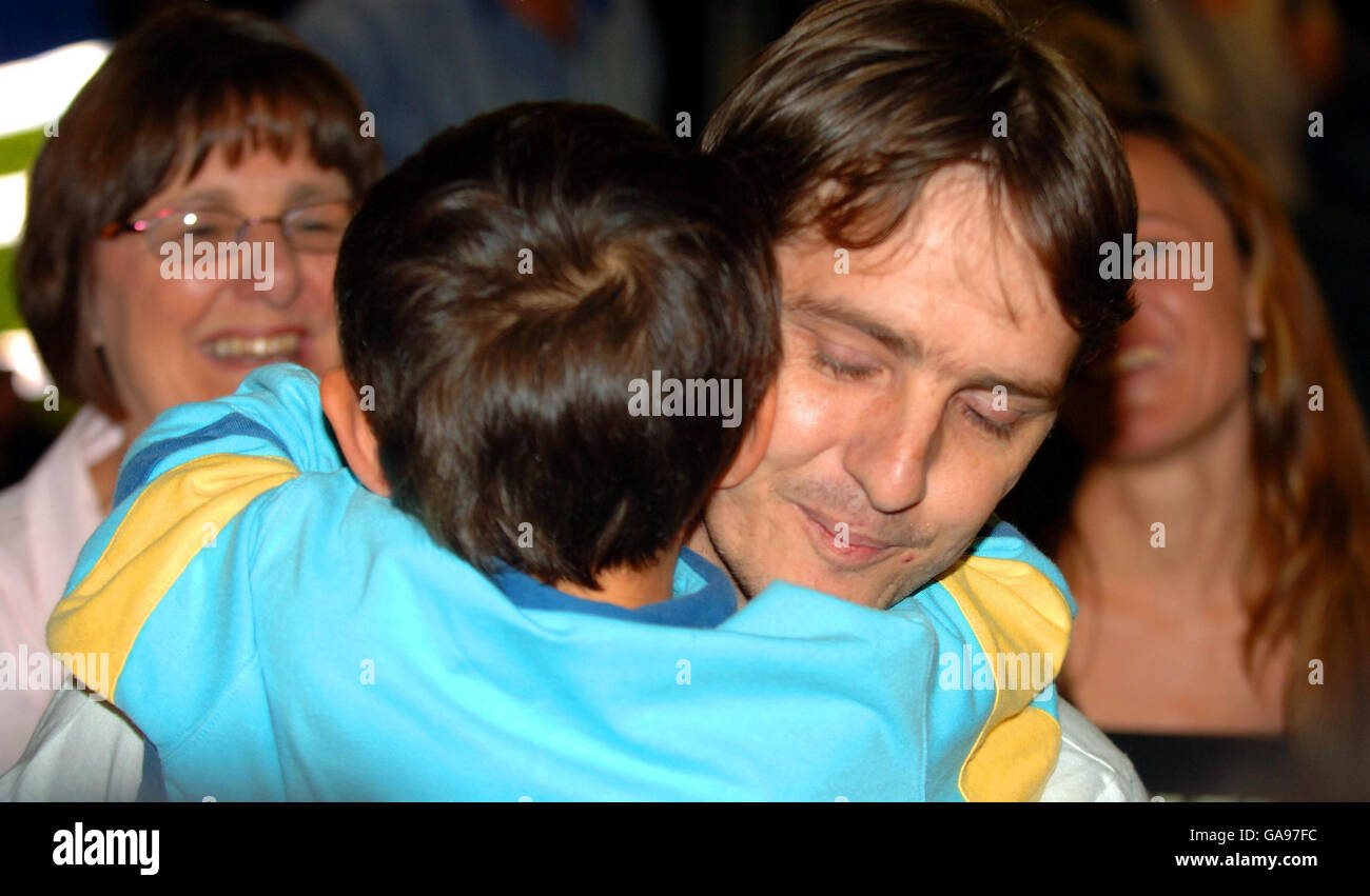 Freed Briton Jody Aggett returns to UK Stock Photo - Alamy