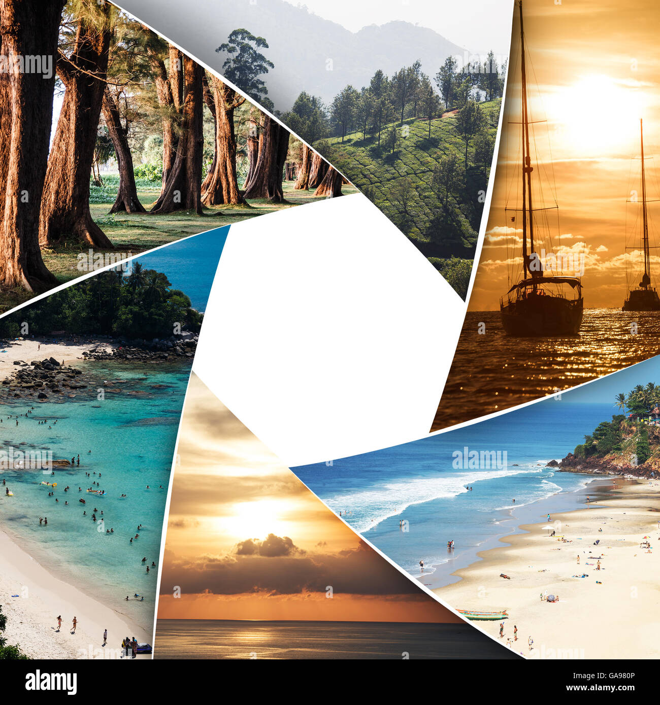 Photo collage of tropical seas with blank space Stock Photo - Alamy