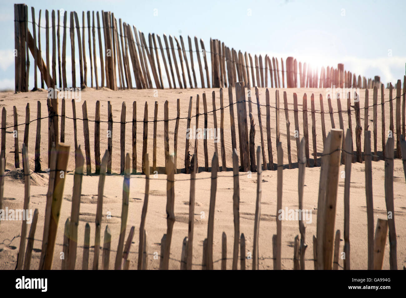 Sand trap fencing,Sandhaven beach, South Shields, South Tyneside Stock ...