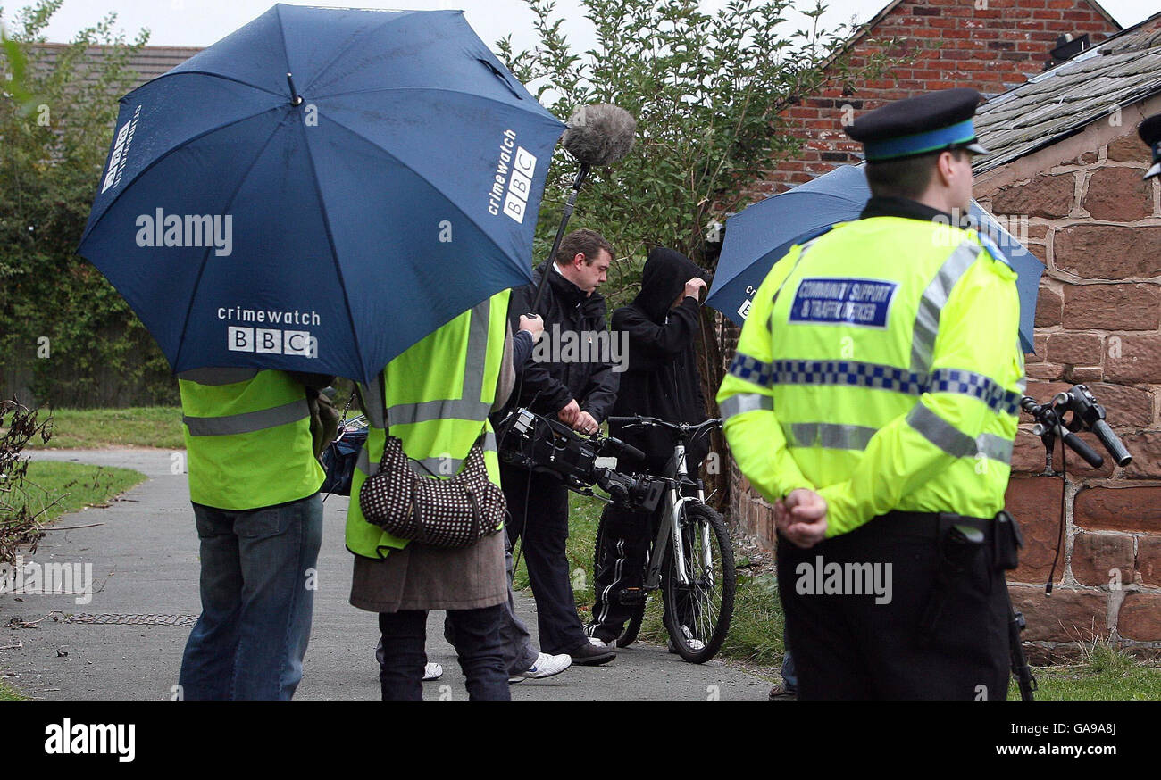 Crews from BBC's Crimewatch programme film a reconstruction of the ...