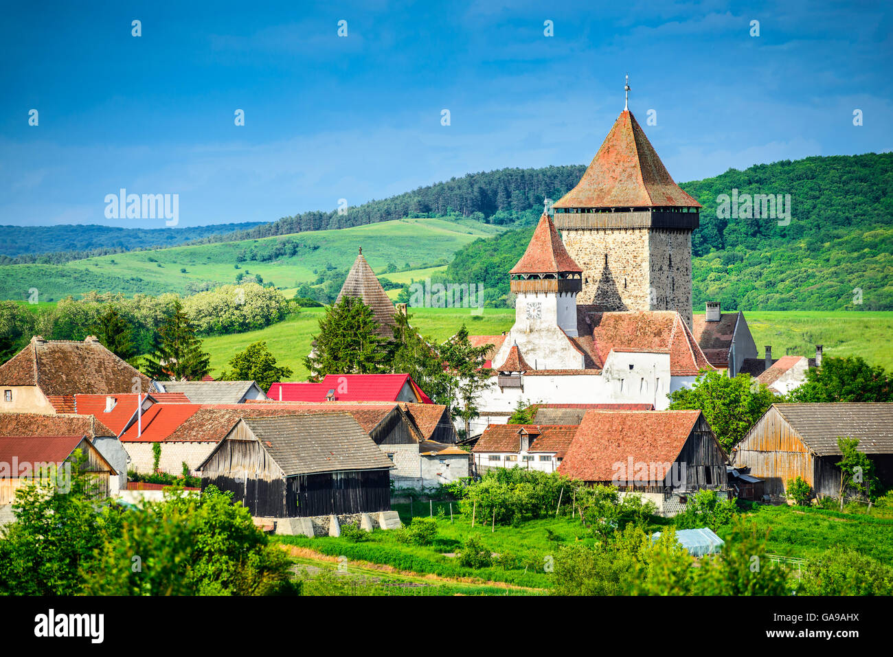 Homorod, Romania. Fortified church in Romanian medieval village, built ...