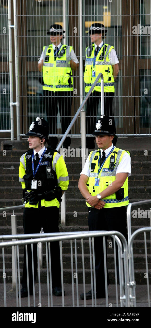 Police guard the Bournemouth International Centre in Bournemouth ahead ...