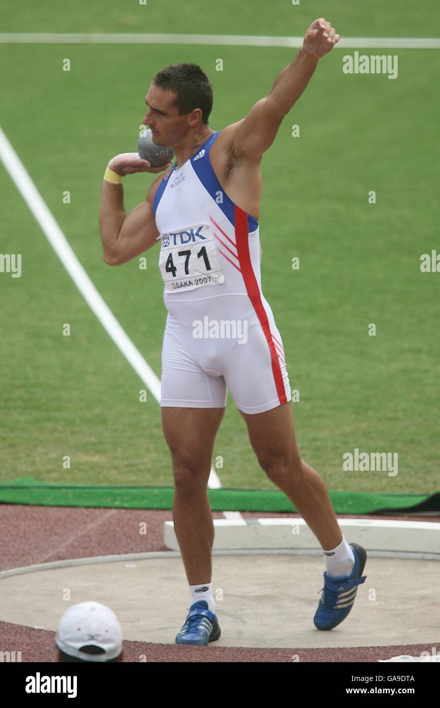 Czech Republic's Roman Sebrle in action during the Shot Put Stock Photo ...
