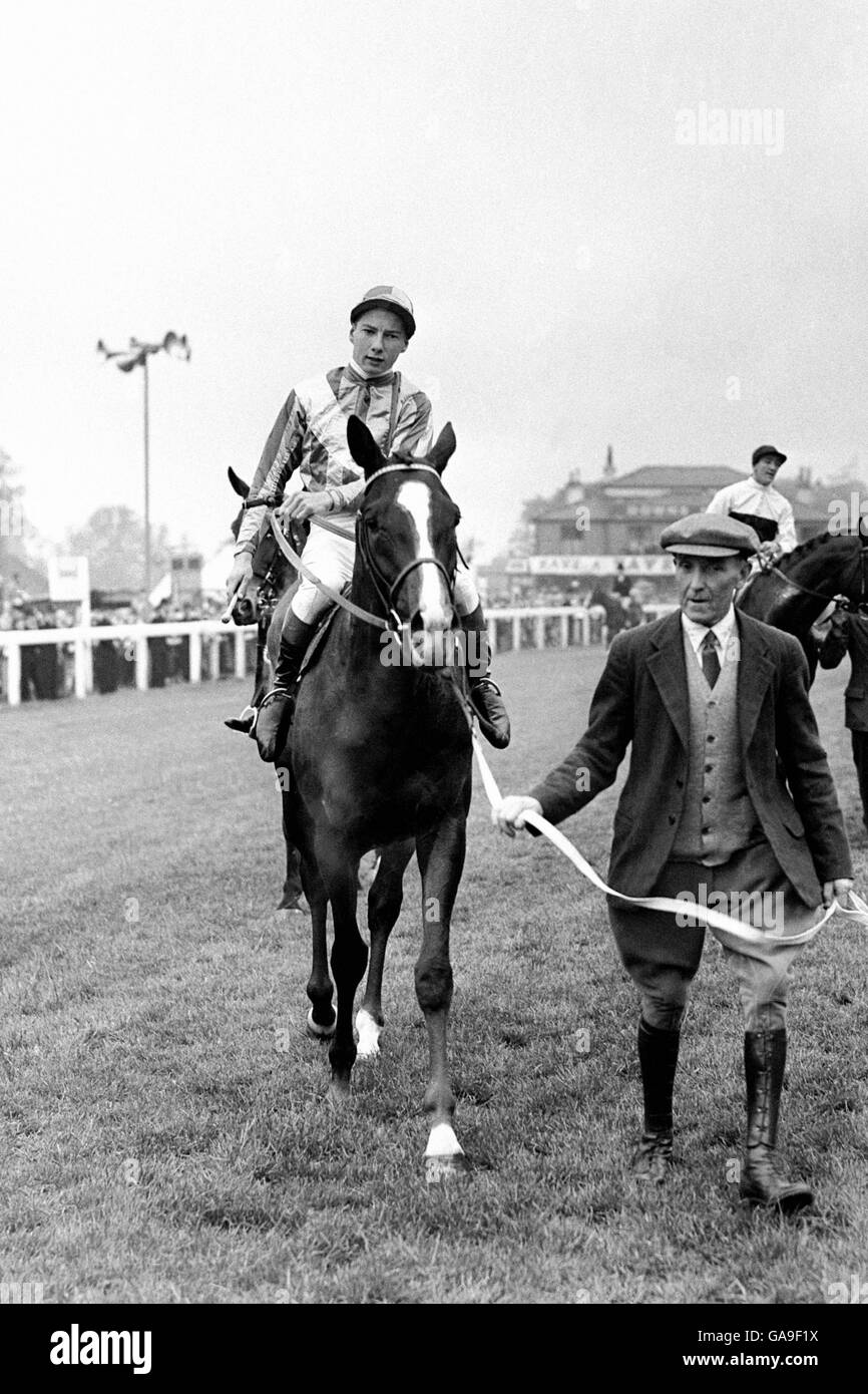 Never Say Die, with Lester Piggott up, is led in after winning The ...