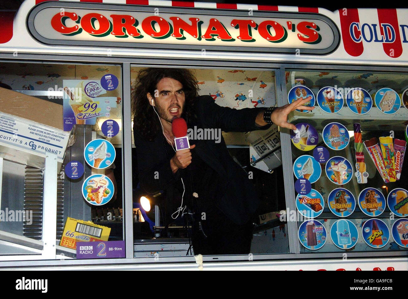 Russell Brand performs his evening BBC Radio 2 show live from an ice ...