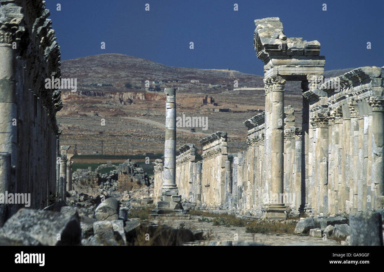 the ruins of Apamea near the city of Hama in Syria in the middle east ...