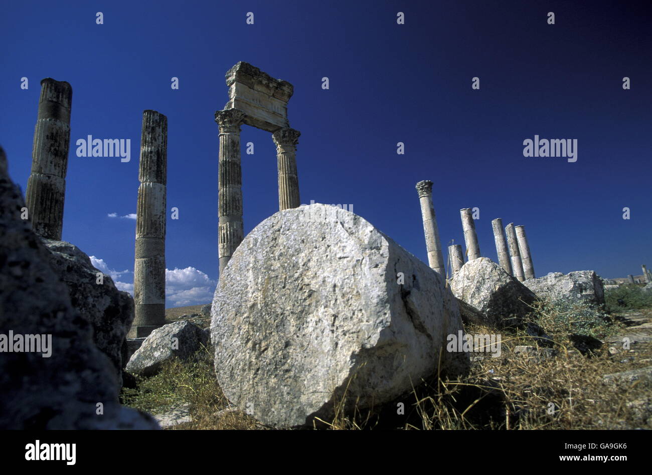 the ruins of Apamea near the city of Hama in Syria in the middle east ...