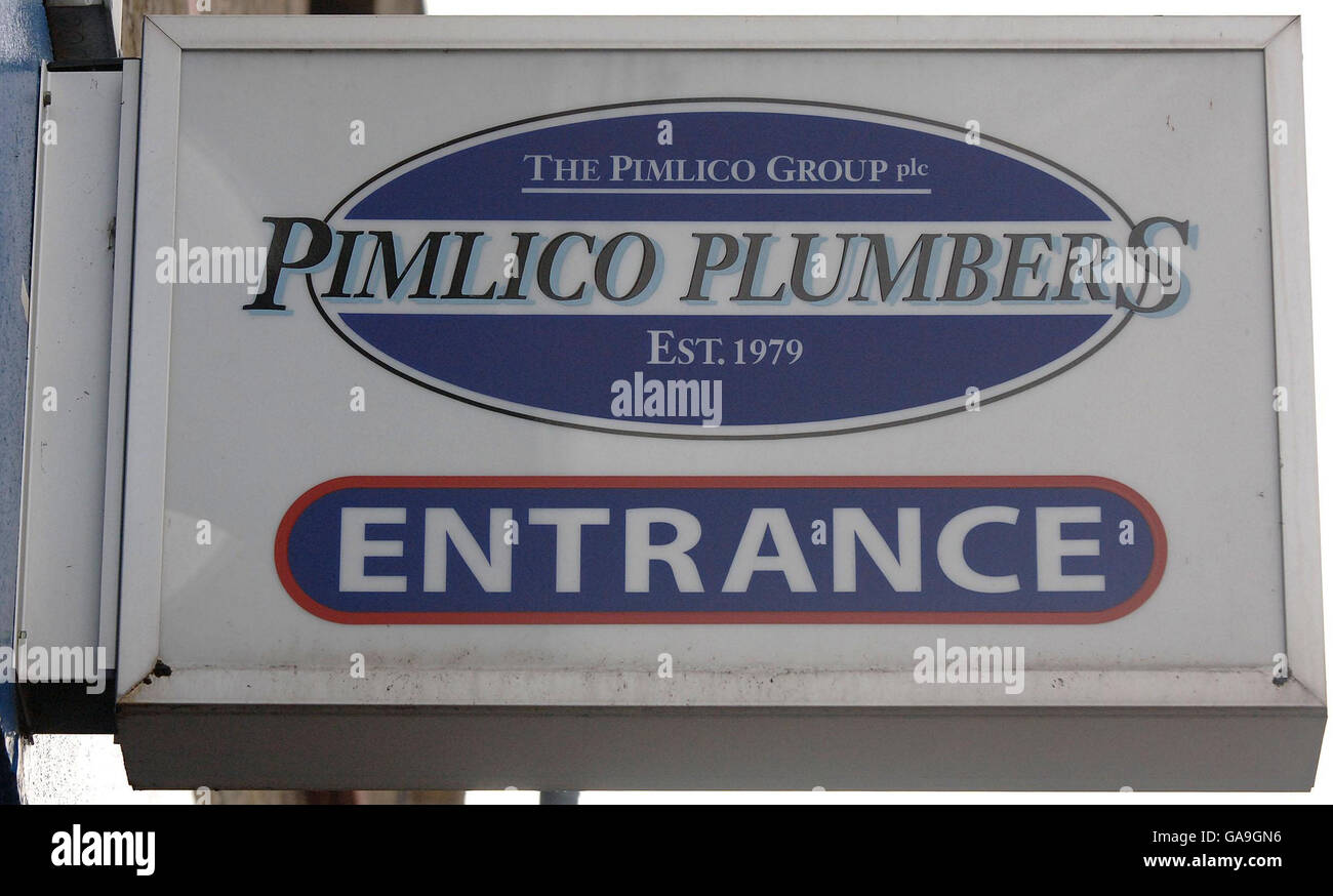 Stock picture of the sign outside pimlico plumbers in lambeth hi-res ...