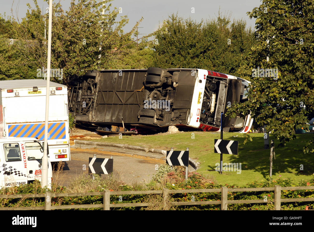 Coach crash on motorway Stock Photo - Alamy