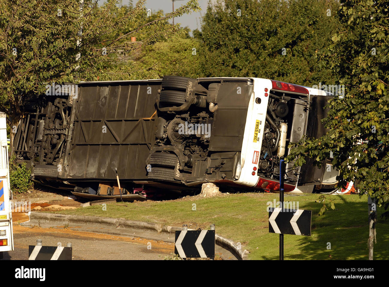 Coach crash on motorway Stock Photo - Alamy