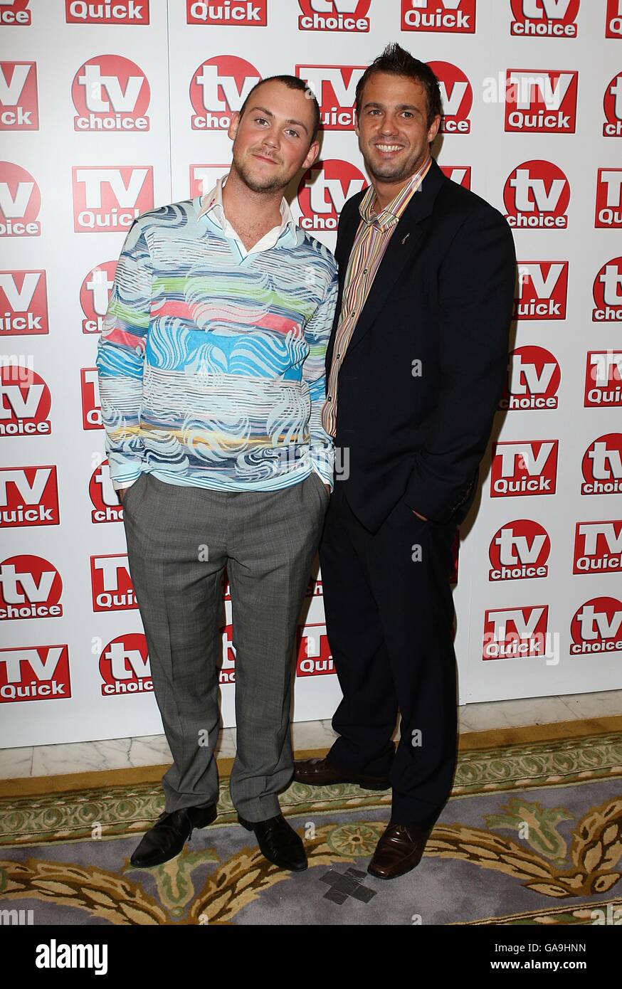 Kent Riley and Jamie Lomas arriving for the TV Quick and TV Choice ...
