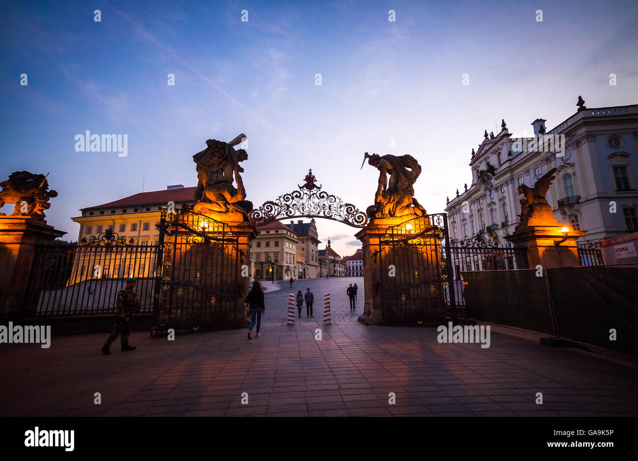 Matthias Gate, Hradcany Castle Prague at night Stock Photo - Alamy
