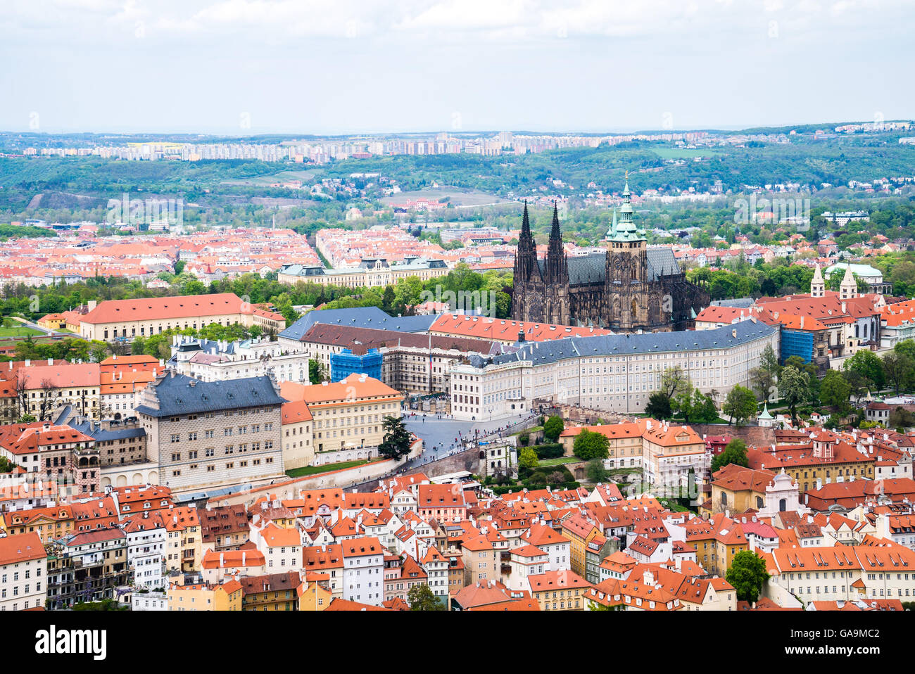 Cityscape Prague wide angle skyline Stock Photo - Alamy