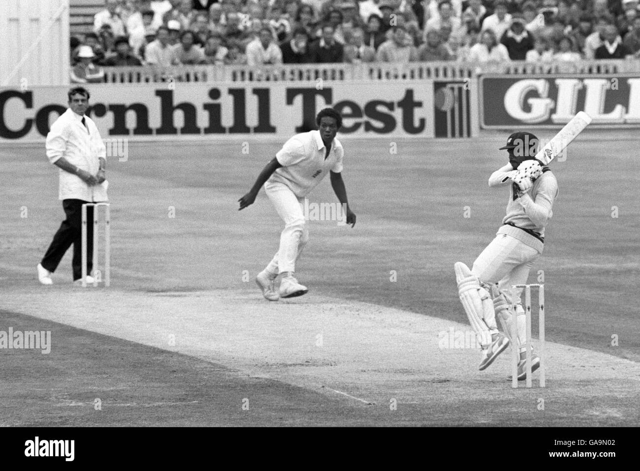 Gordon Greenidge hooks Norman Cowans to leg at old Trafford, during the ...