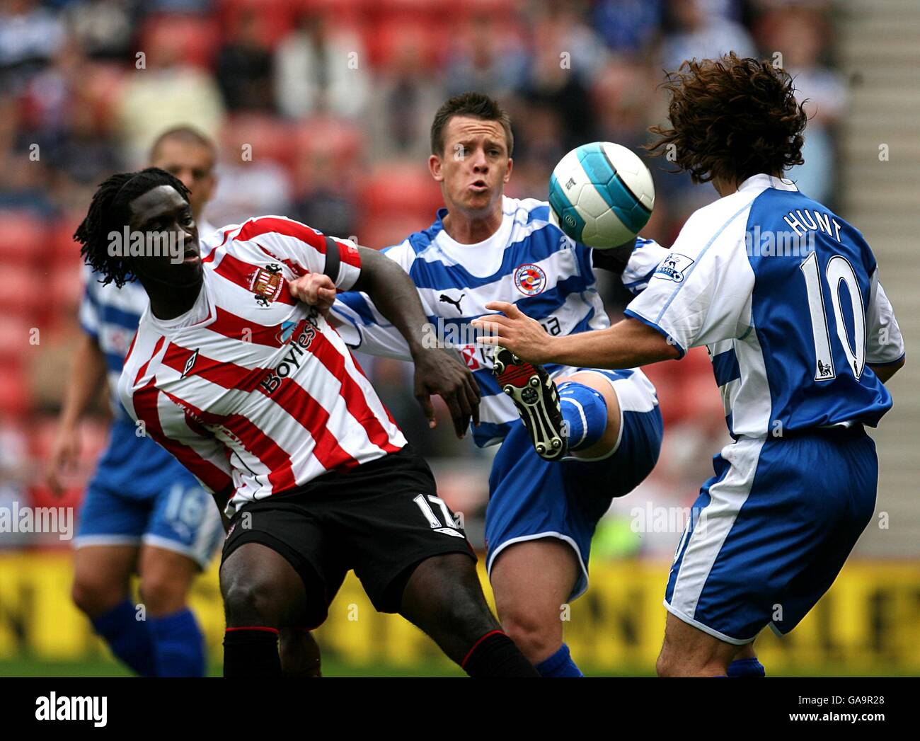 Sunderland's Kenwyne Jones and Reading's Nicky Shorey battle for the ...