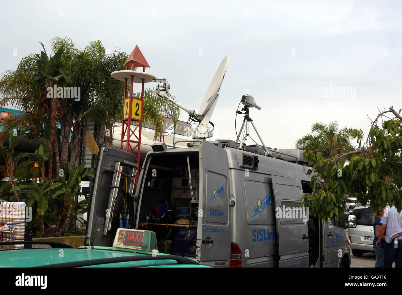 TV Broadcast vehicles Stock Photo - Alamy