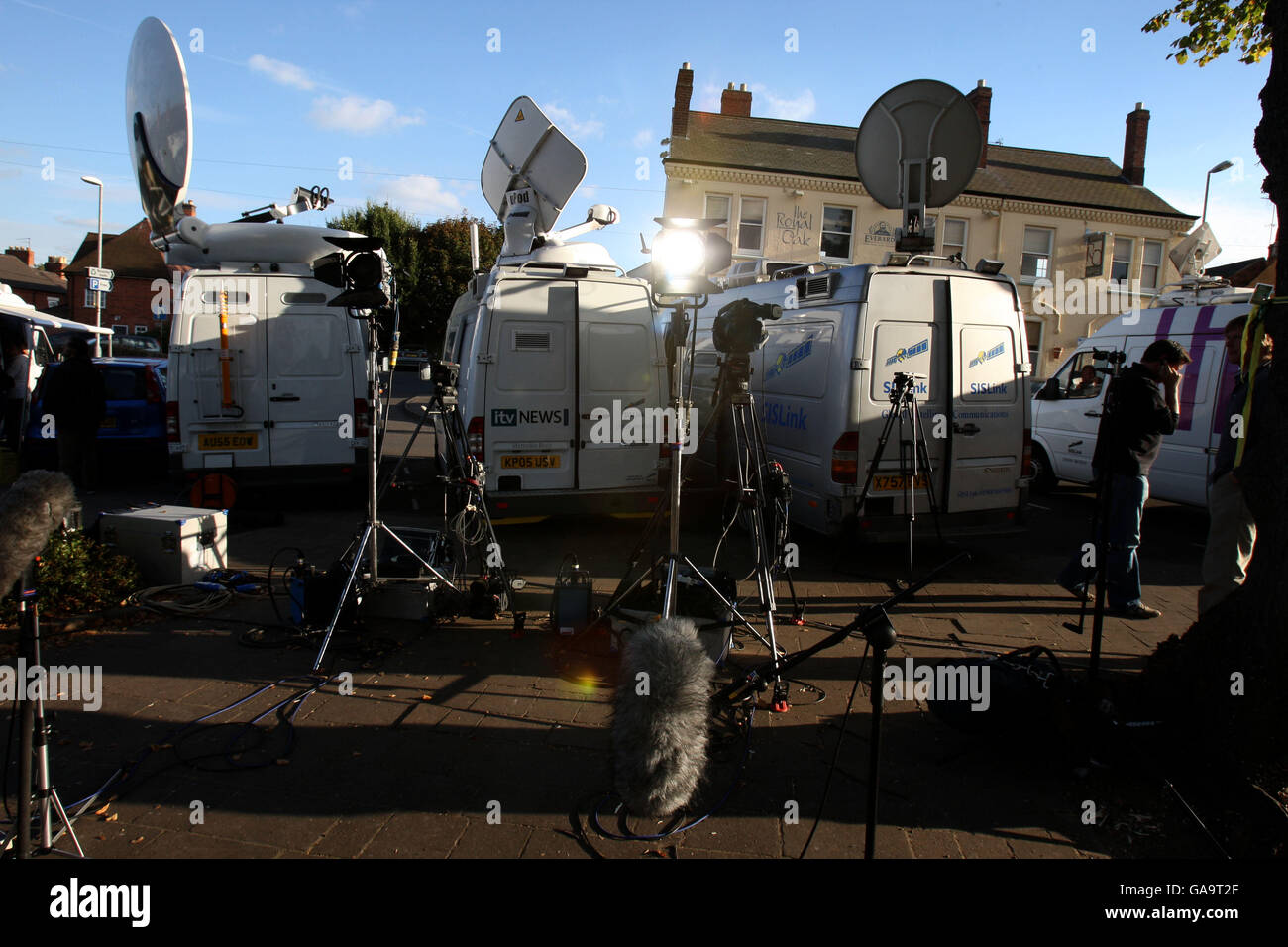TV Broadcast vehicles Stock Photo - Alamy