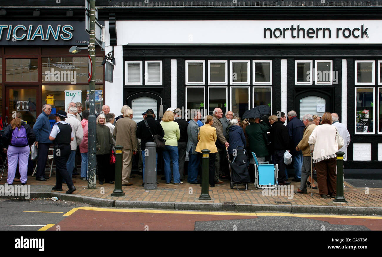 Northern rock bank queue hi-res stock photography and images - Alamy