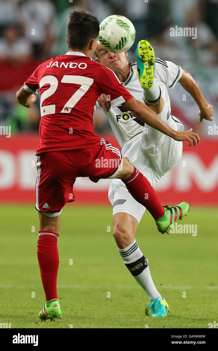03.08.2016, Warsaw, Poland, Adam Hlousek (Legia), Denis Janco (Trencin ...