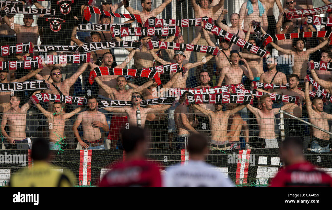 Fans of Shkendija during the 3rd qualifying round of the European ...