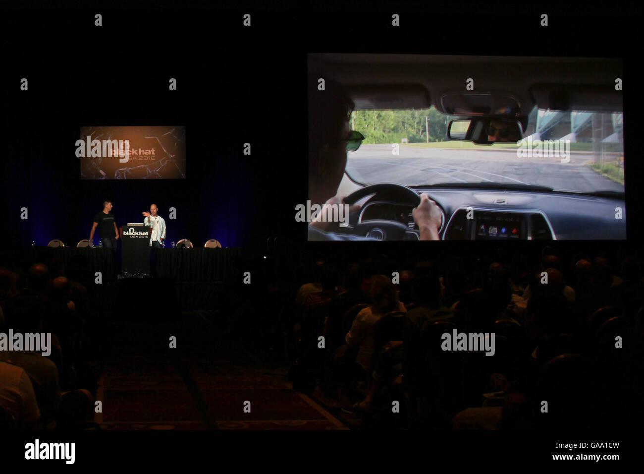 Las Vegas, USA. 4th Aug, 2016. Car hackers Charlie Miller (R) and Chris ...