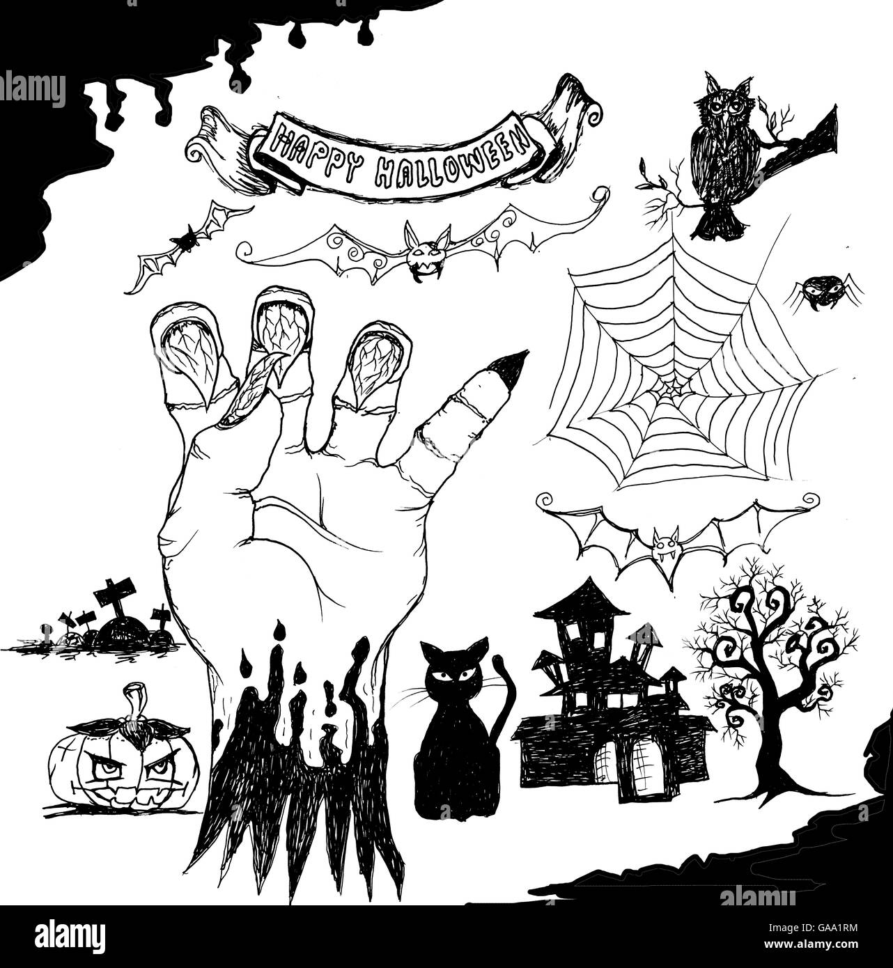 Hand drawn halloween hi-res stock photography and images - Alamy