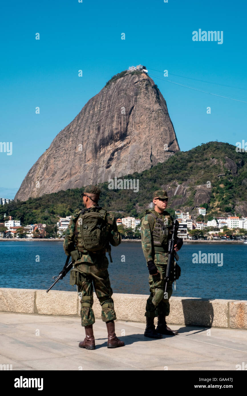 Rio de Janeiro, Brazil. 31st July, 2016. Soldiers guard all the ...
