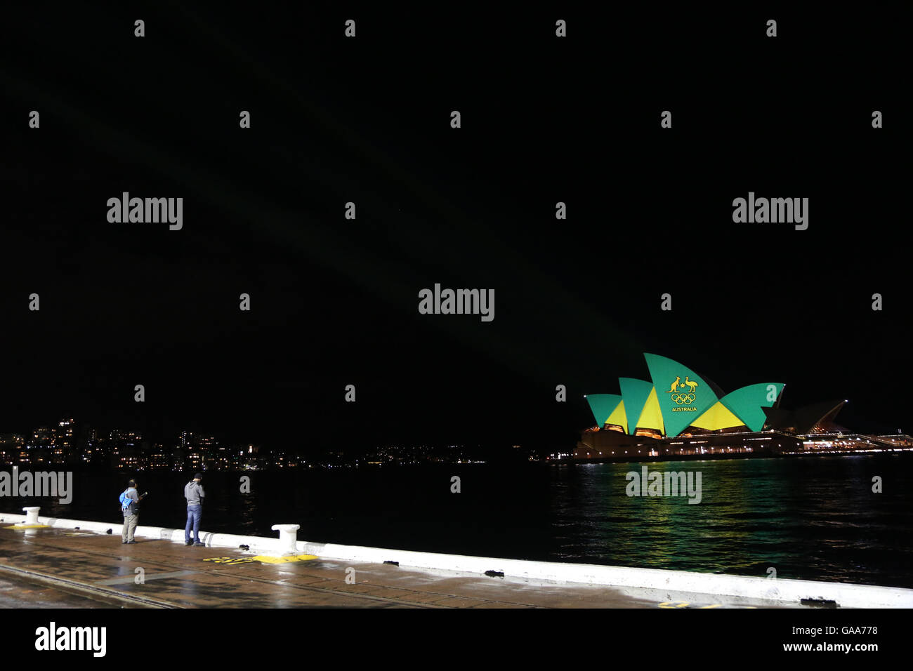 Sydney, Australia. 5 August 2016. Sydney Opera House was lit up in the ...