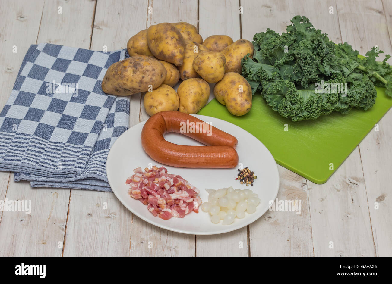 Ingredients to make typical dutch boerenkool kale cabbage Stock Photo ...