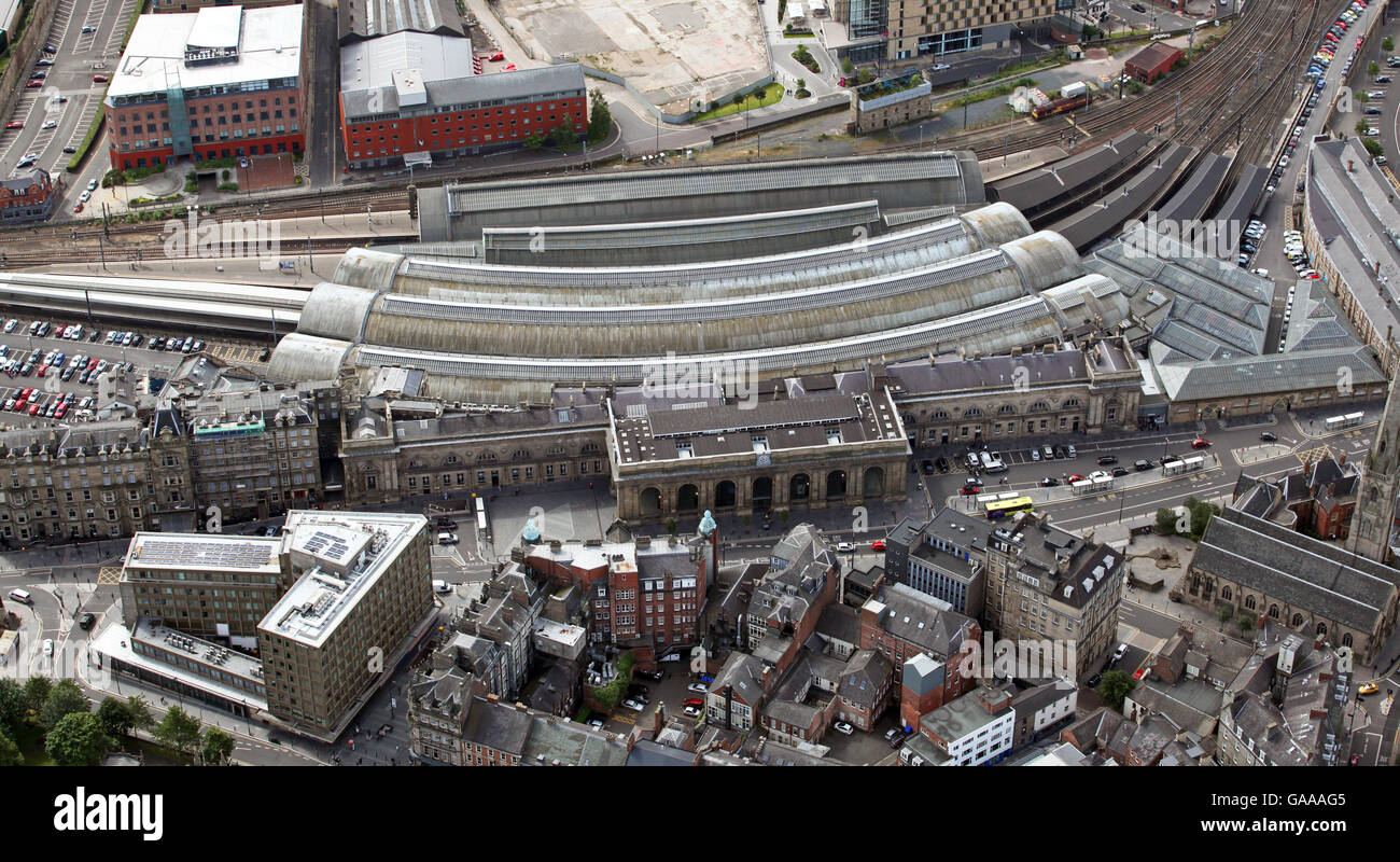 aerial view of central Newcastle Station, Newcastle-upon-Tyne, UK Stock ...