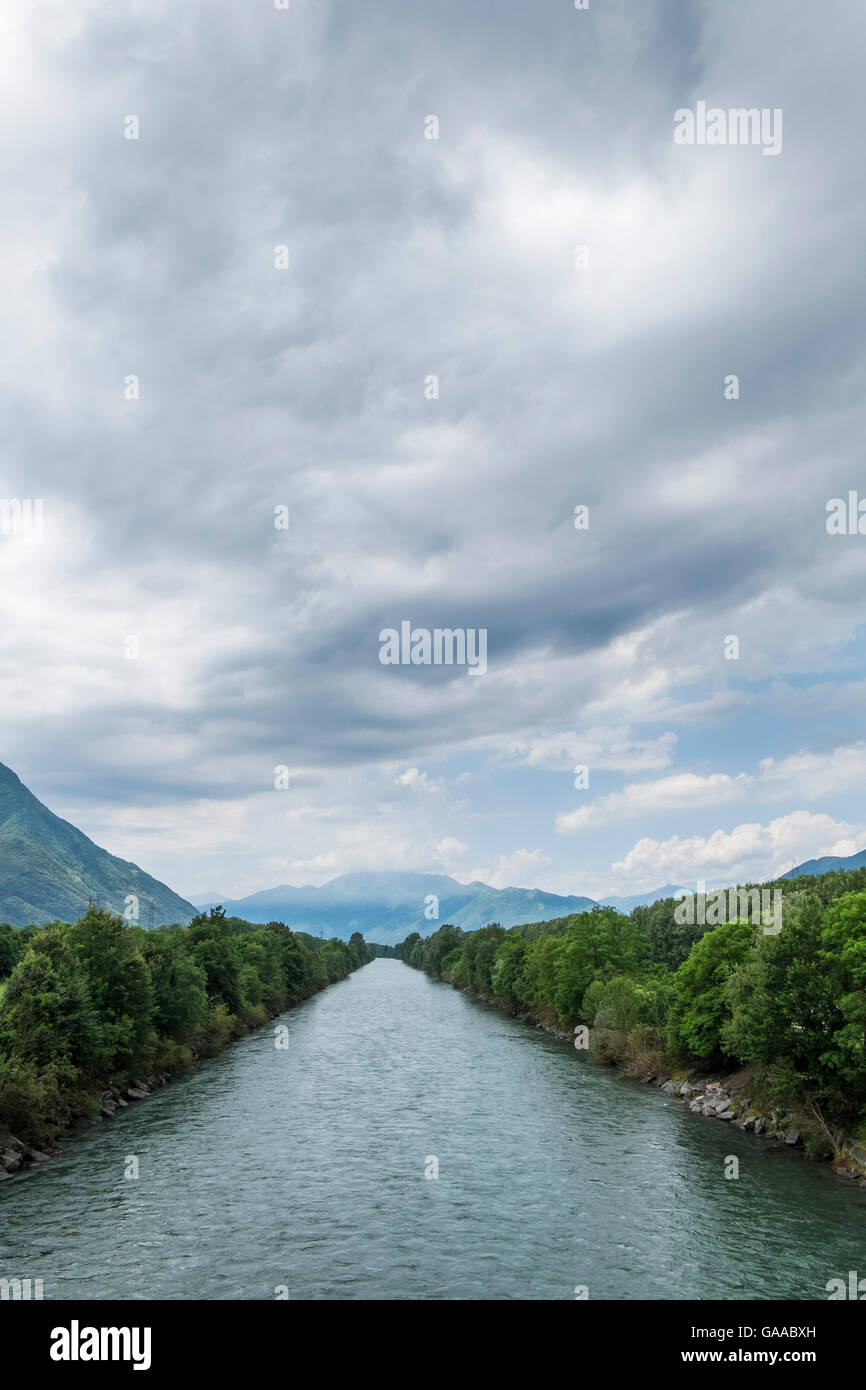 Switzerland, Canton Ticino, Gudo, landscape, Ticino river Stock Photo ...
