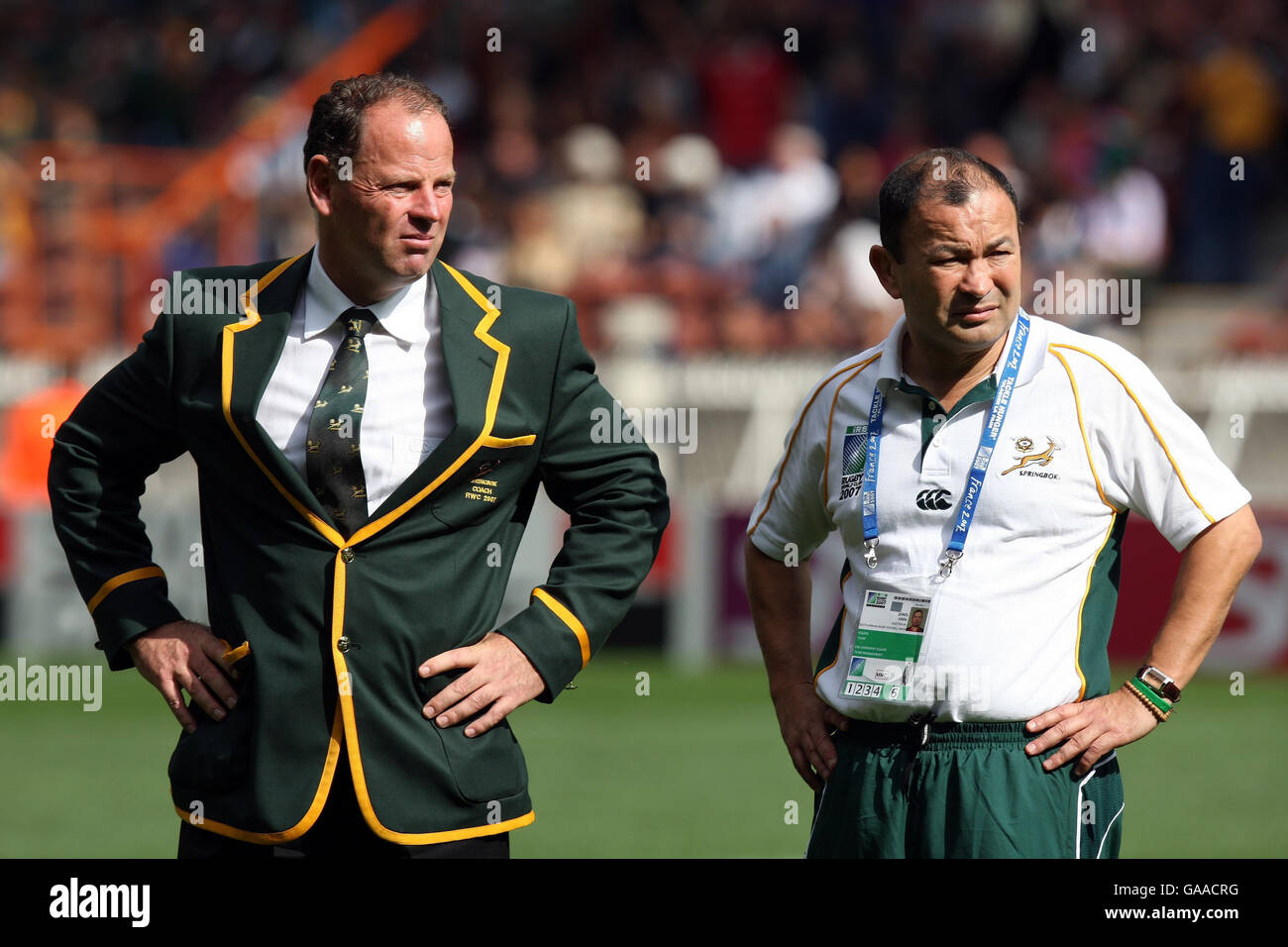 South Africa coach Jake White (left) with Eddie Jones (Specialist Coach ...
