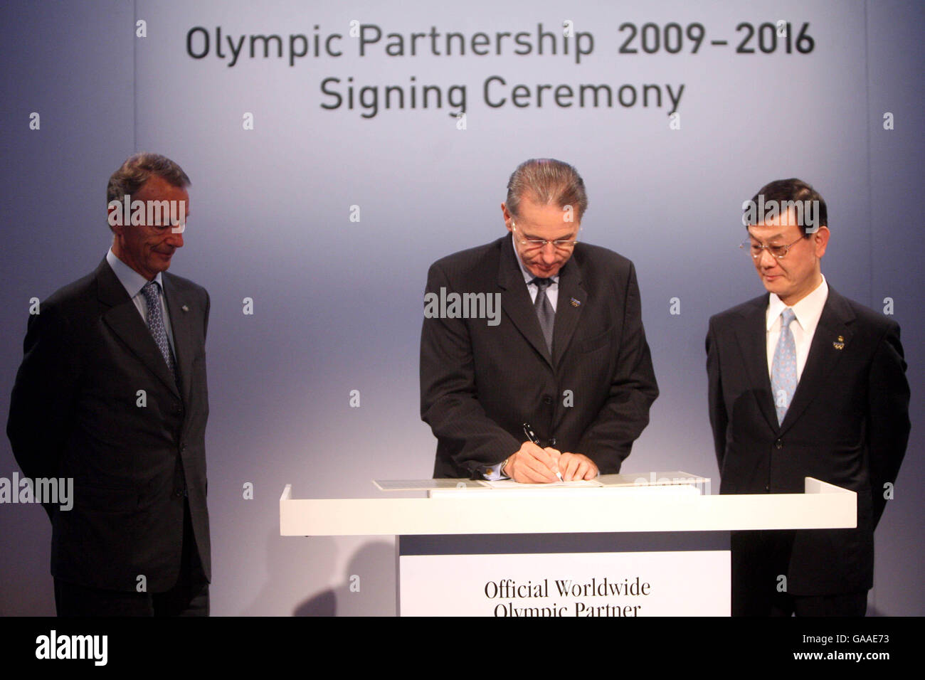 L-R: Gerhard Heiberg, President of IOC Marketing Commision, Jacques ...