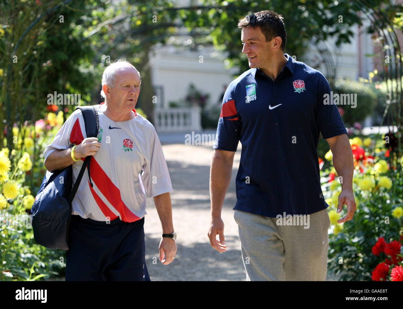 Head coach Brian Ashton and captain Martin Corry take a walk through ...