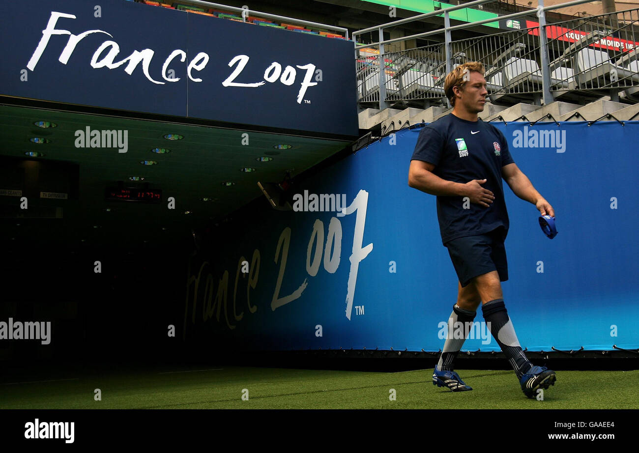 England's Jonny Wilkinson walks out to practice his kicking in the ...