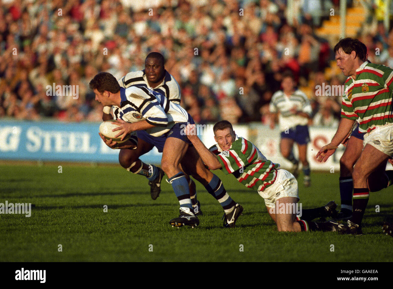 Jamie Hamilton (Leicester Tigers) tackles Mike Catt ( Bath Stock Photo ...