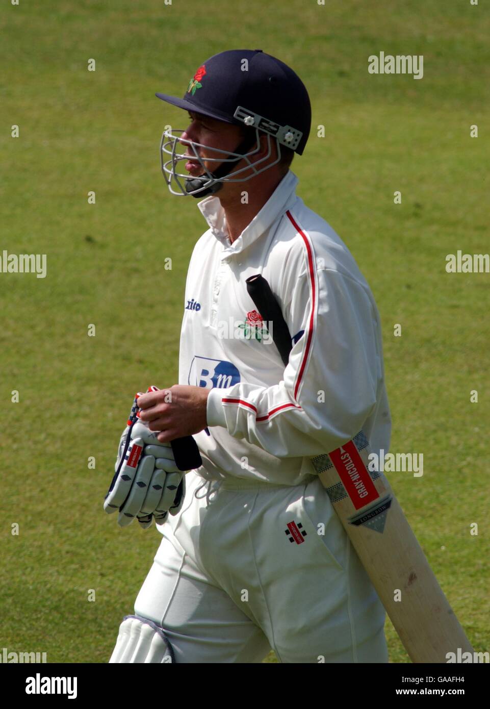 Lancashires warren hegg leaves the pitch on 9 runs hi-res stock ...