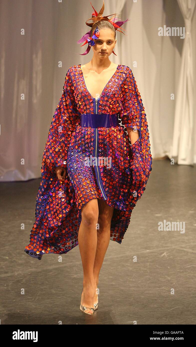 A model wears a creation by designer Ashley Isham at the Linbury ...