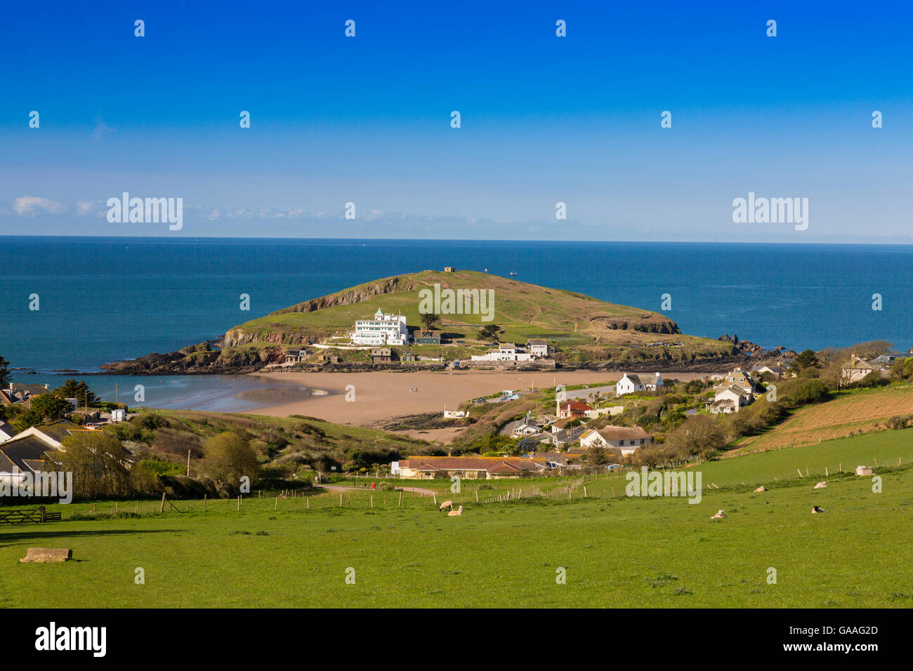 The art-deco styled hotel on Burgh Island, South Devon, England, UK ...