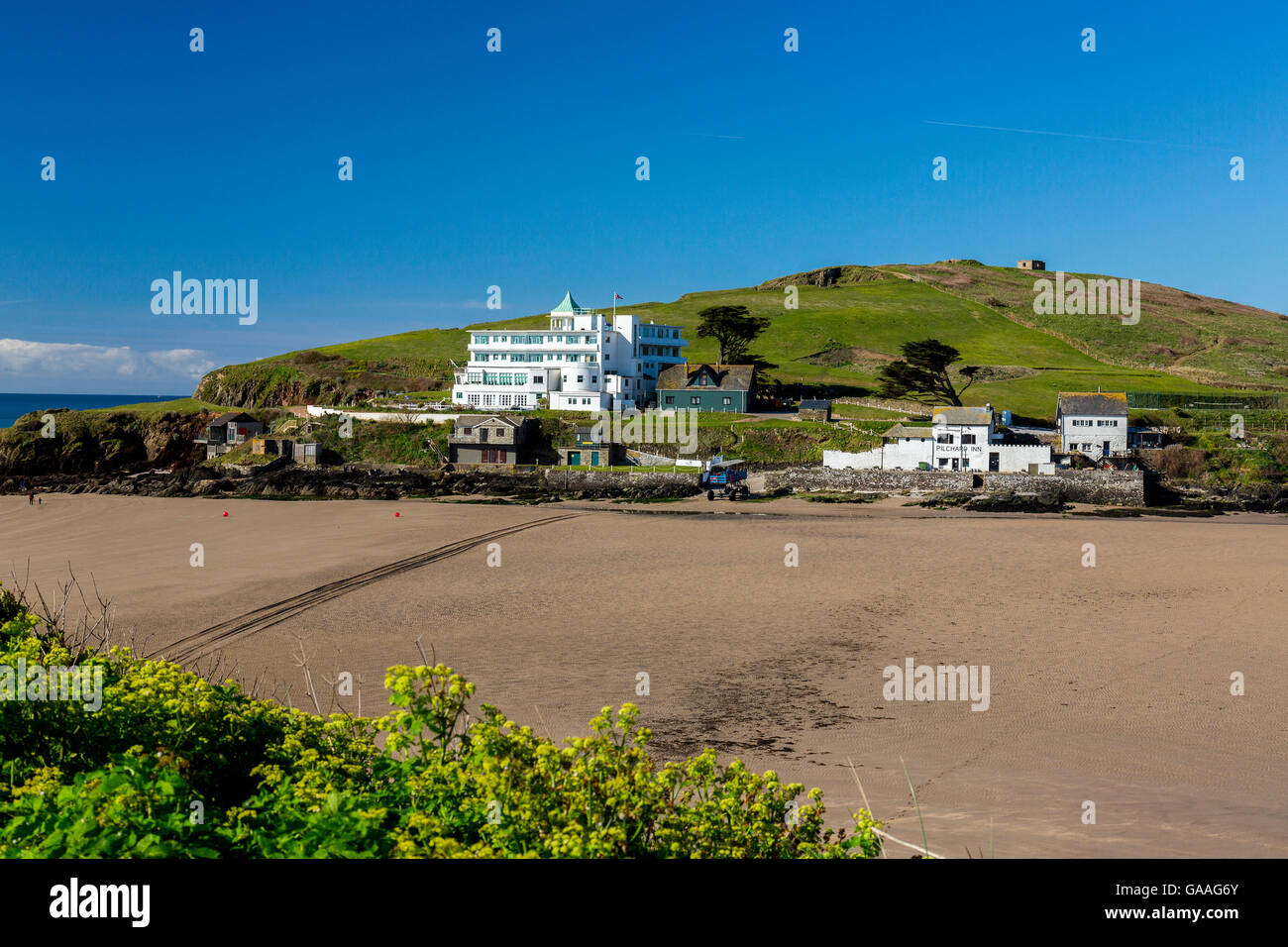 The art-deco styled hotel on Burgh Island, South Devon, England, UK ...