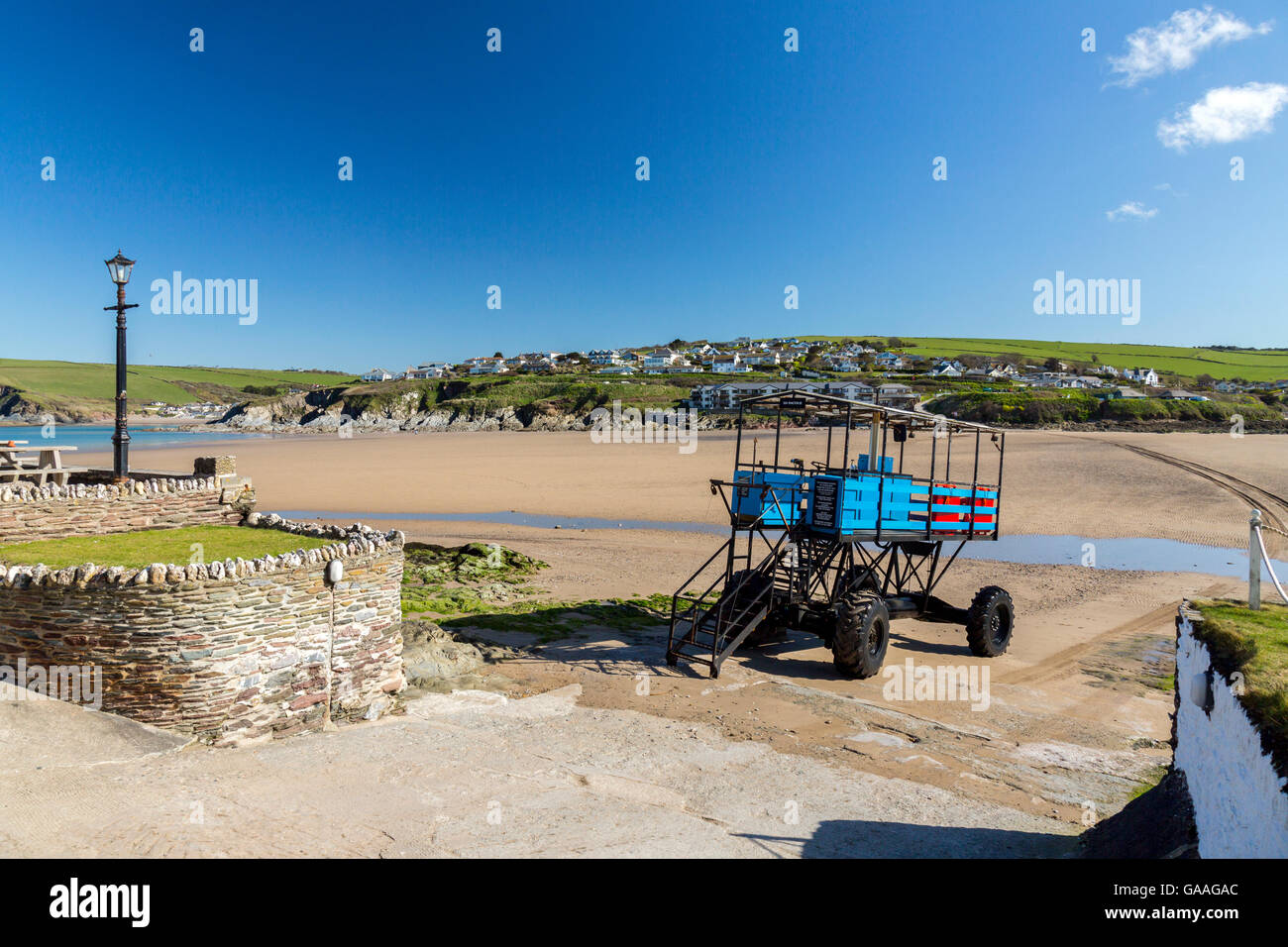 The sea tractor that transports visitors to Burgh Island at low tide ...