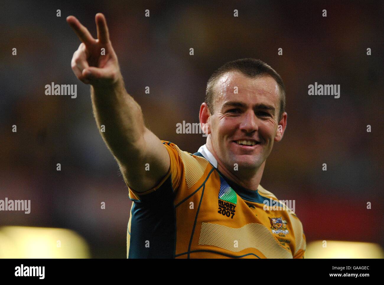 Australias chris latham celebrates two trys hi-res stock photography ...