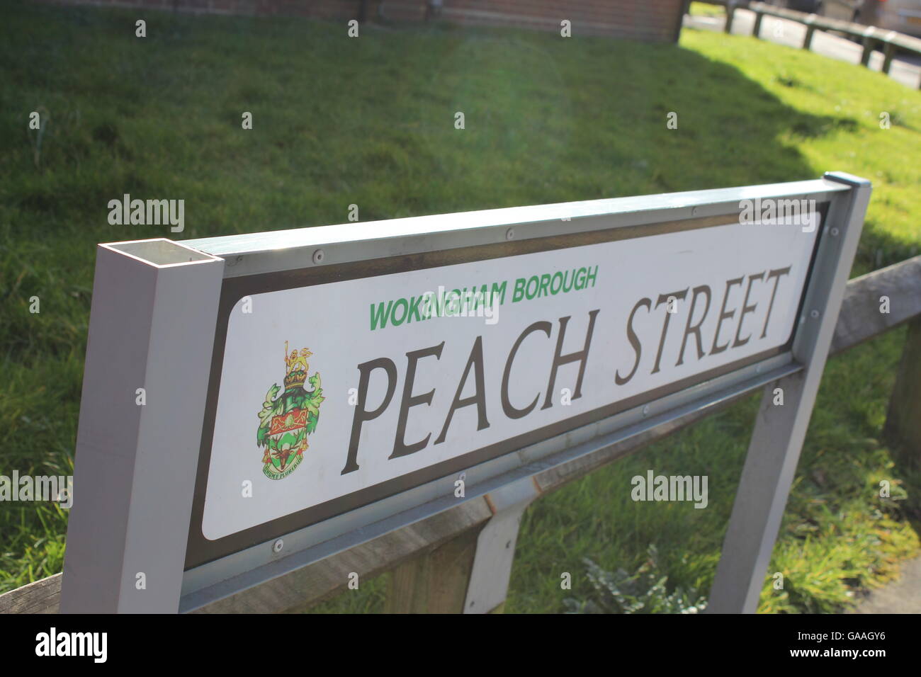 Peach Street road sign Stock Photo - Alamy