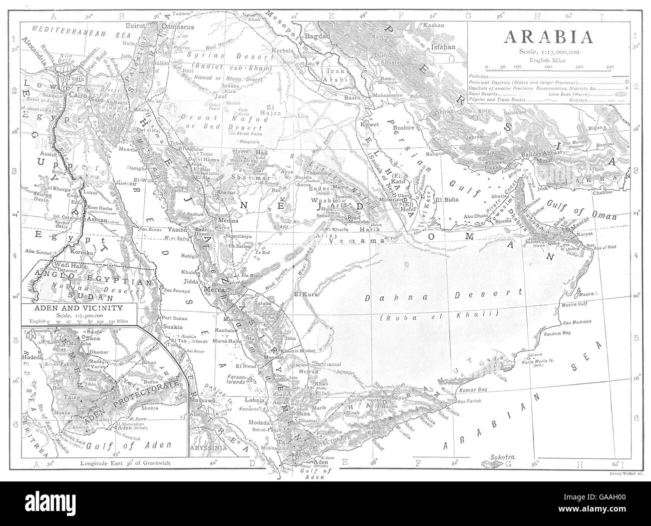 ARABIA: Saudi Arabia Yemen Oman UAE "Pirate Coast"; Inset Aden, 1910 ...